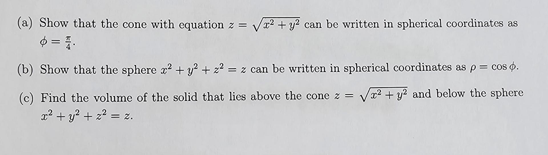 Solved (a) Show that the cone with equation | Chegg.com