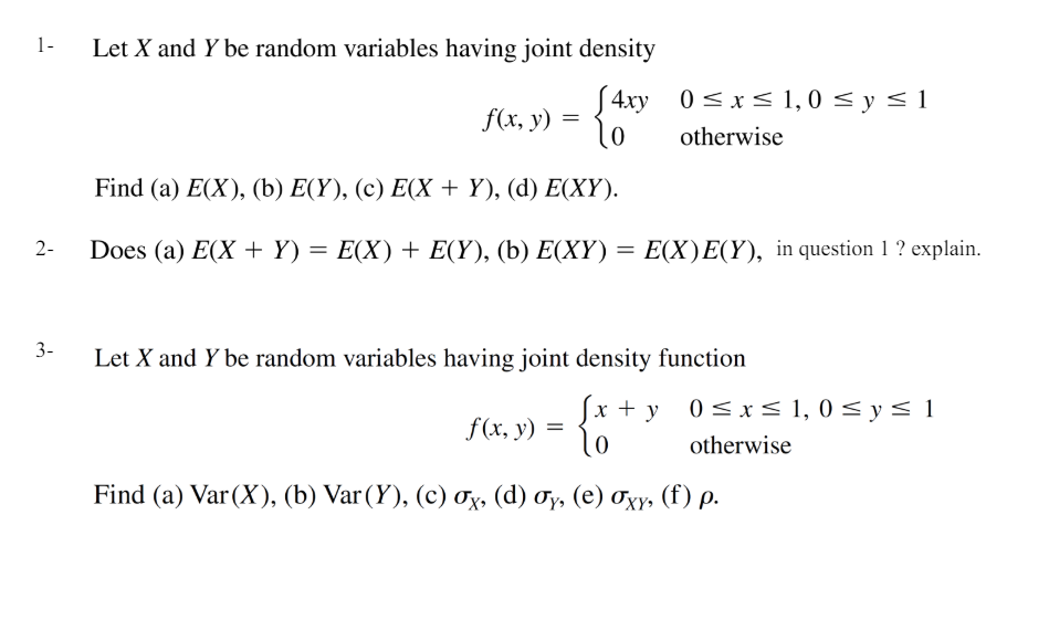 3- ﻿Let x ﻿and Y ﻿be random variables having joint | Chegg.com