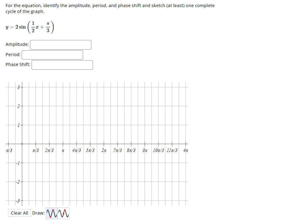 Solved For the equation, identify the amplitude, period, and | Chegg.com