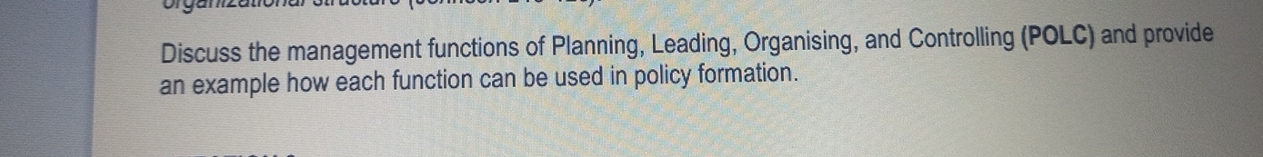 Solved Discuss the management functions of Planning, | Chegg.com
