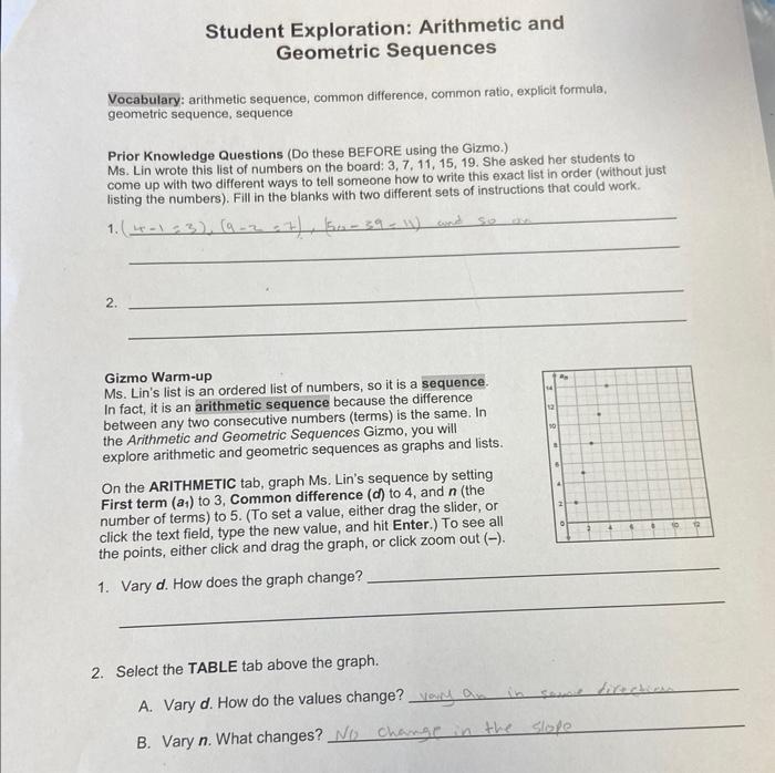Geometric Sequence Arithmetic And Geometric Sequences Guided Notes
