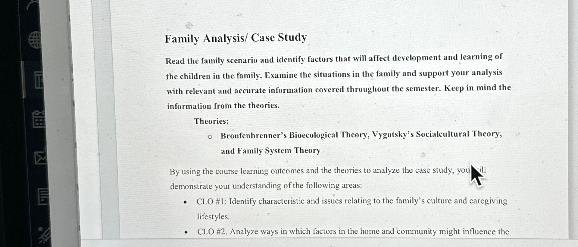 Solved Family Analysis/ ﻿Case StudyRead the family scenario | Chegg.com