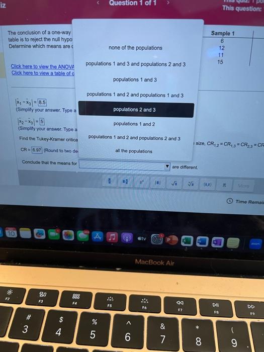 Solved The conclusion of a one-way table is to reject the | Chegg.com