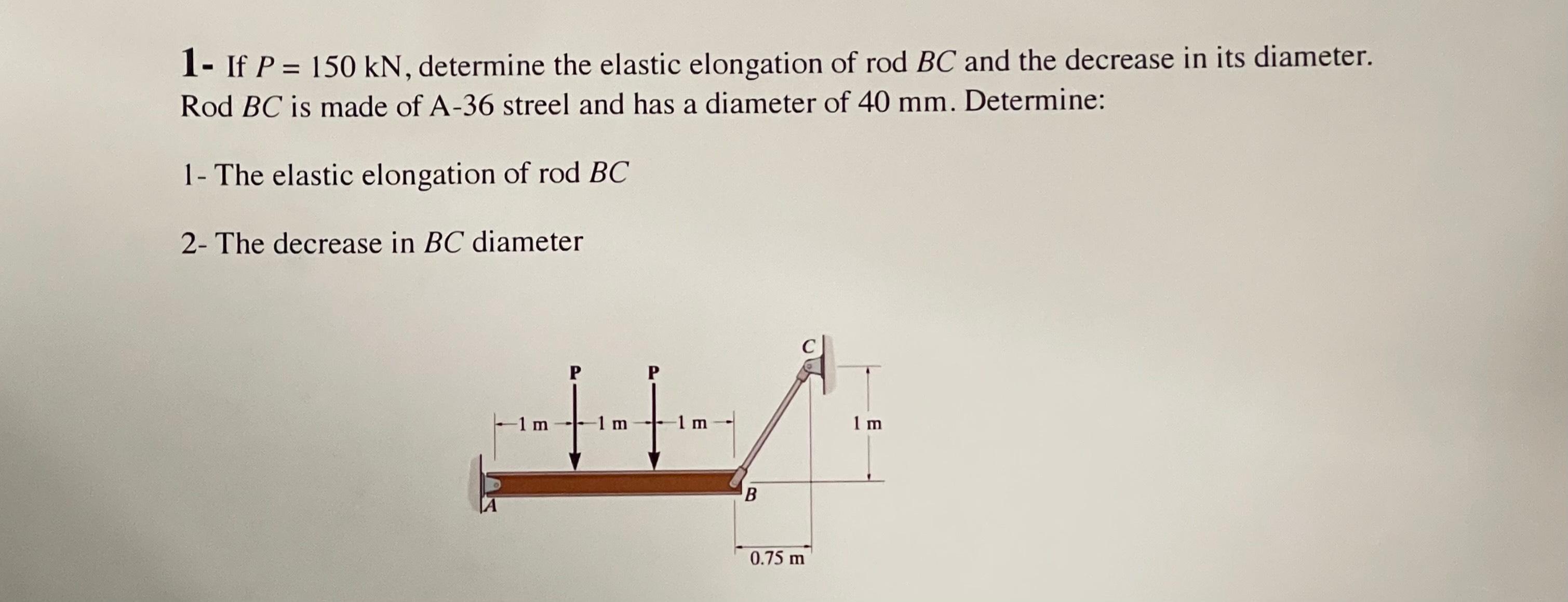 Solved 1- ﻿If P=150kN, ﻿determine the elastic elongation of | Chegg.com