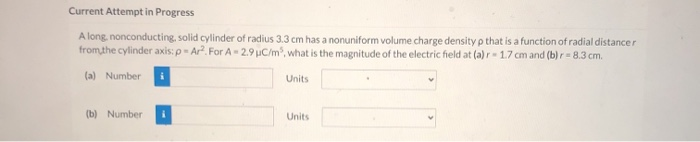 Solved Current Attempt in Progress A long, nonconducting, | Chegg.com