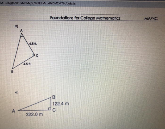 Solved Foundations for College Mathematics MAP4C 2. Find the | Chegg.com