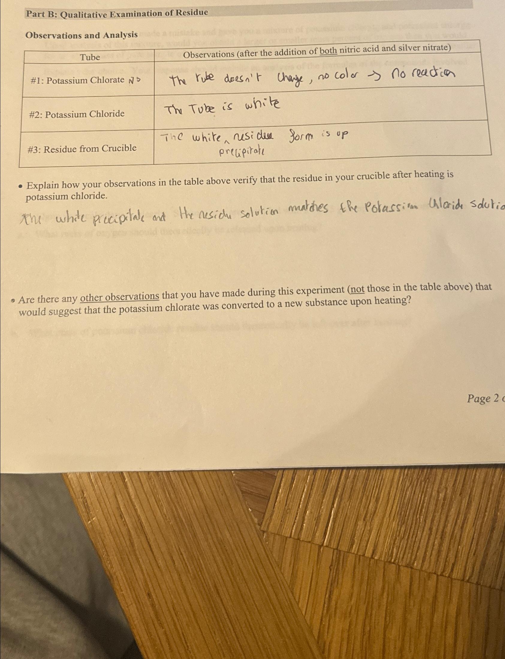 Solved Part B: Qualitative Examination of | Chegg.com