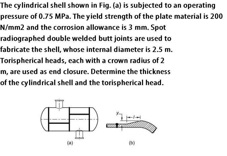 Solved The cylindrical shell shown in Fig. (a) is subjected | Chegg.com