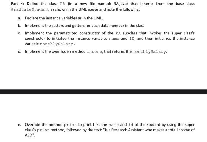 Solved Part 4: Define the class RA (in a new file named: | Chegg.com
