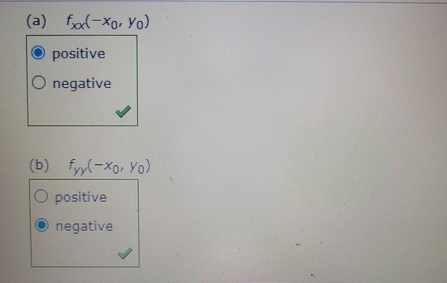 Solved Determine the signs of the partial derivatives for | Chegg.com