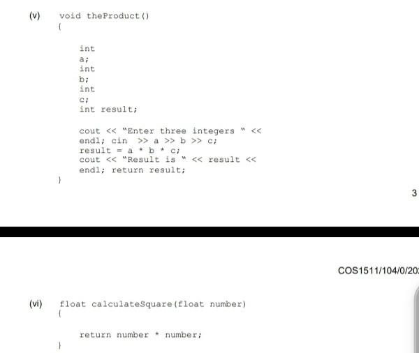Solved (v) void the Product() int a; int b; int c; int | Chegg.com