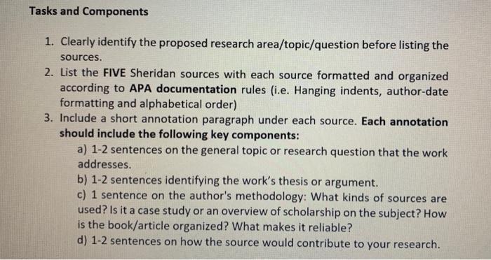 Research Project Assignment: Annotated Bibliography | Chegg.com