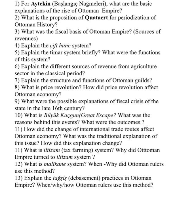 Solved 1) For Aytekin (Başlangıç Nağmeleri), what are the | Chegg.com