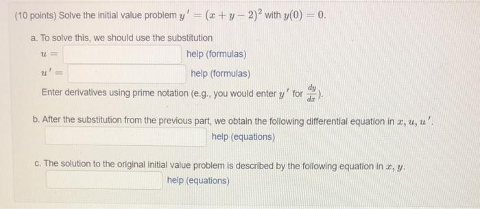 Solved 10 points) Solve the initial value problem | Chegg.com