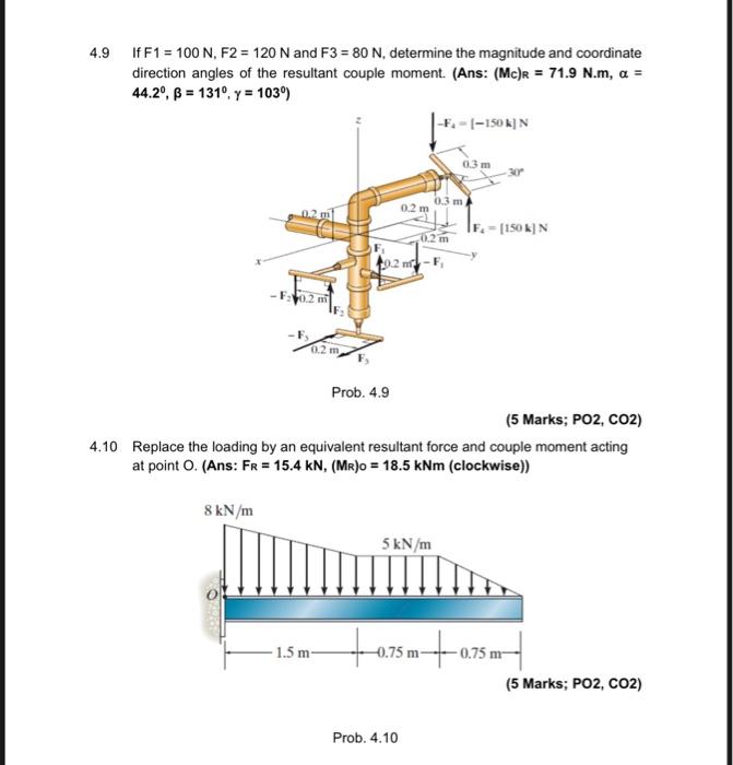 Solved 4.9 If F1 = 100 N, F2 = 120 N and F3 = 80 N, | Chegg.com
