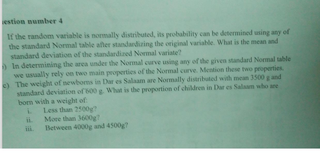 Solved Iestion number 4If the random variable is normally | Chegg.com Solved Iestion number 4If the random variable is normally | Chegg.com