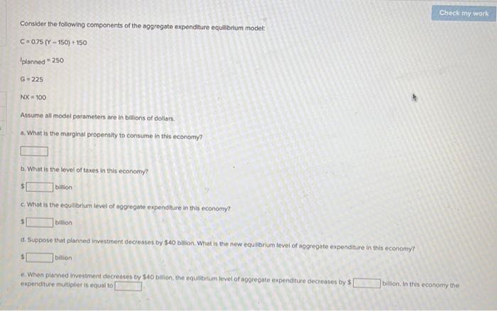 Solved Consider the following components of the aggregate | Chegg.com