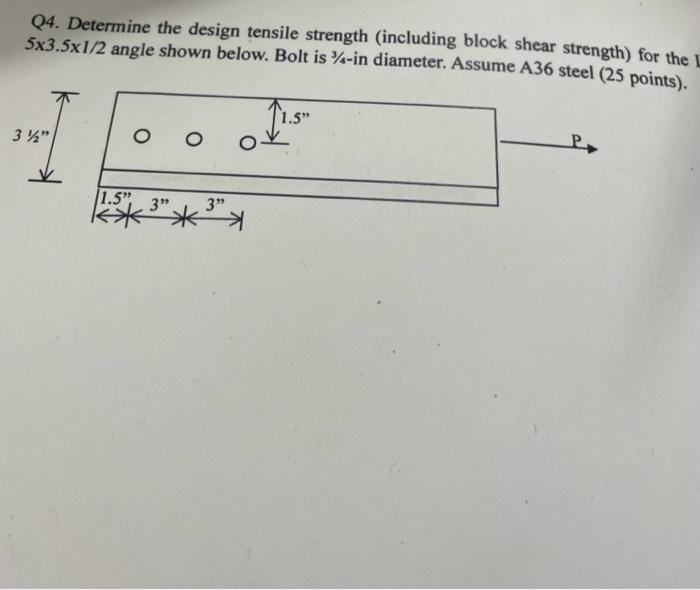 Solved Q4. Determine the design tensile strength (including | Chegg.com