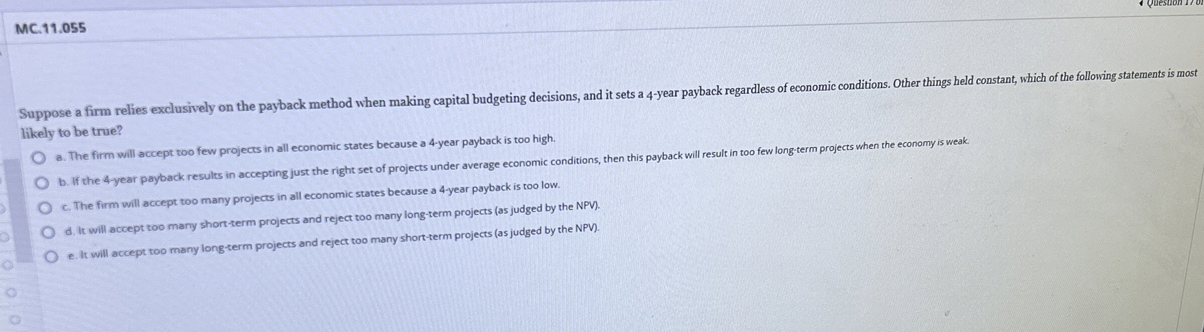 High Quality SOLUTION MC. 11.055Suppose a firm relies exclusively on the | Chegg.com