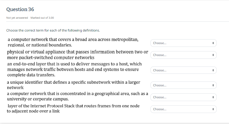Solved Choose the correct term for each of the following | Chegg.com
