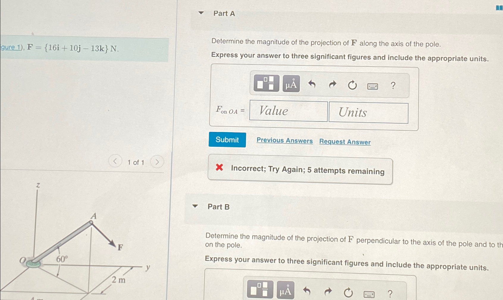 Part Agure 1), F={16i+10j-13k}N.1 ﻿of 1Determine the | Chegg.com