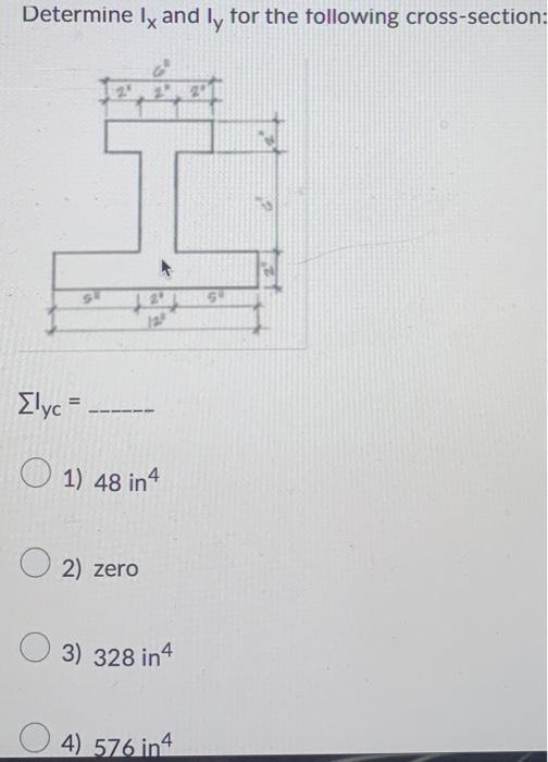 Solved Determine Ix and ly for the following cross-section: | Chegg.com