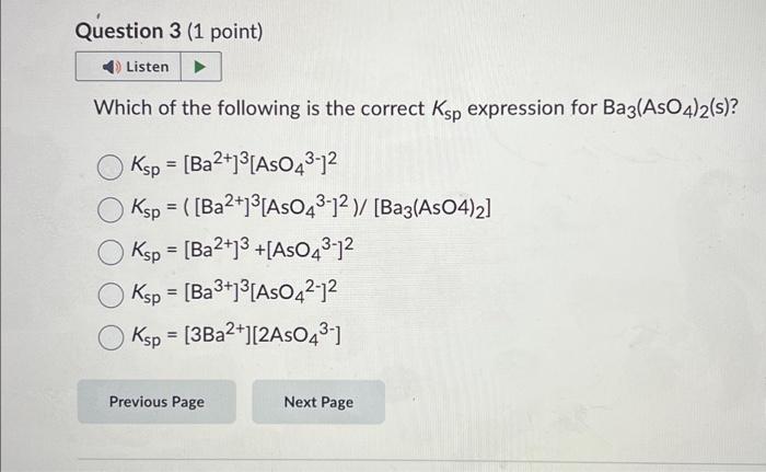 Solved Which of the following is the correct Ksp expression | Chegg.com