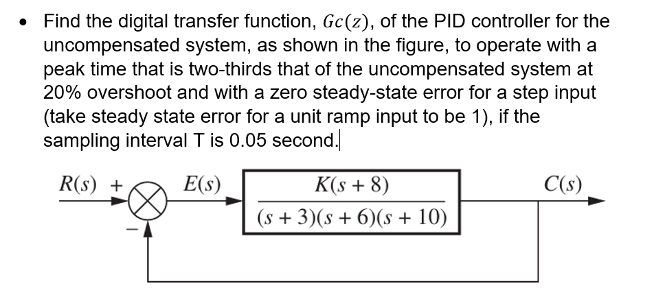 Solved Find the digital transfer function, Gc(z), ﻿of the | Chegg.com