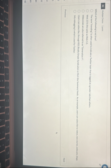 Solved 82Multiple Choice 1 ﻿pointWhich of the following is | Chegg.com