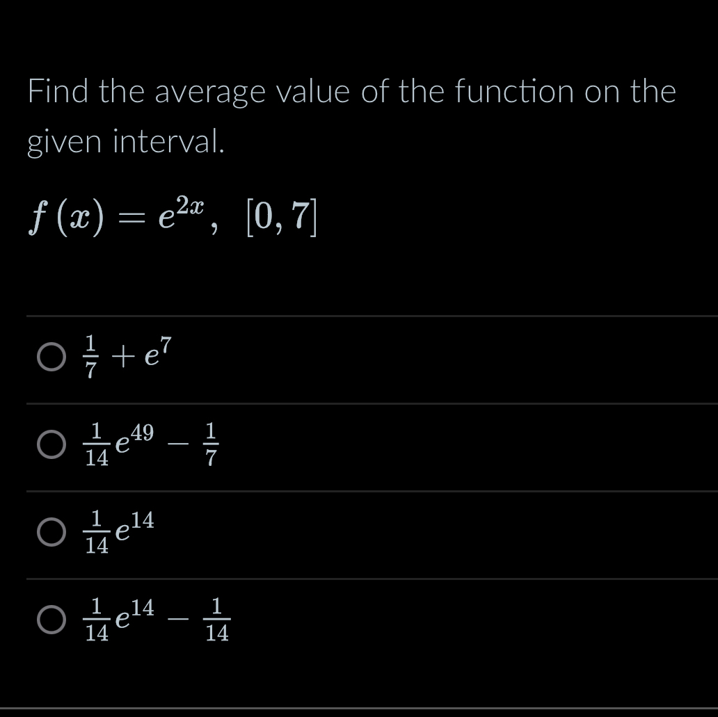 Solved Find the average value of the function on the given | Chegg.com