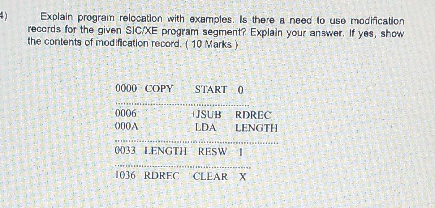 Solved 44) Explain program relocation with examples. Is | Chegg.com