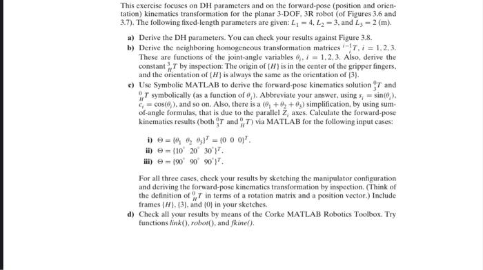 Solved This exercise focuses on DH parameters and on the | Chegg.com