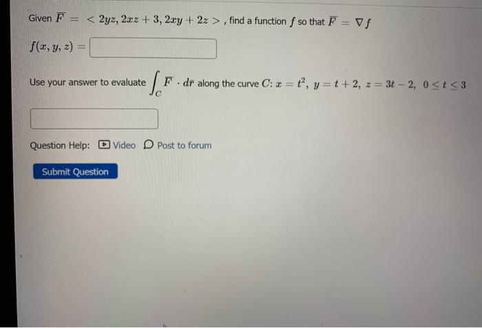 Solved Given F , find a function f | Chegg.com