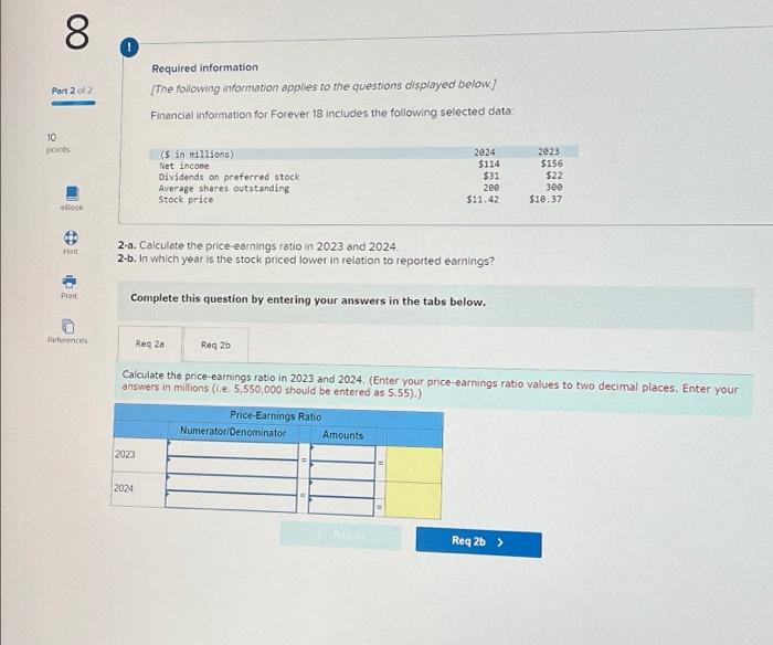 Solved 8 Part 2 of 2 10 points eBook Hint Print References. | Chegg.com