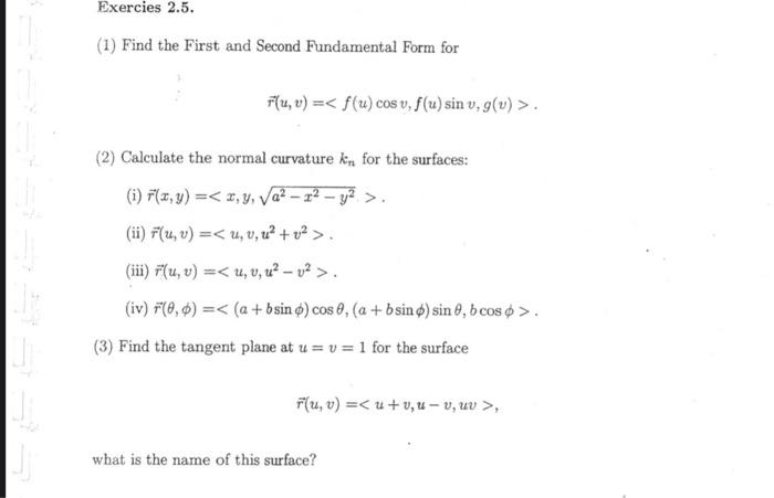 Solved Exercies 2.5. (1) Find the First and Second | Chegg.com