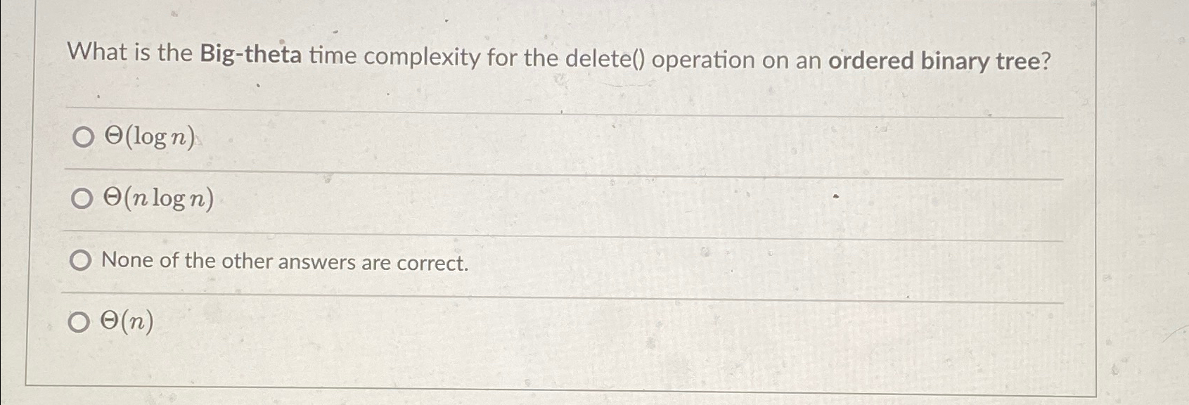 Solved What is the Big-theta time complexity for the | Chegg.com