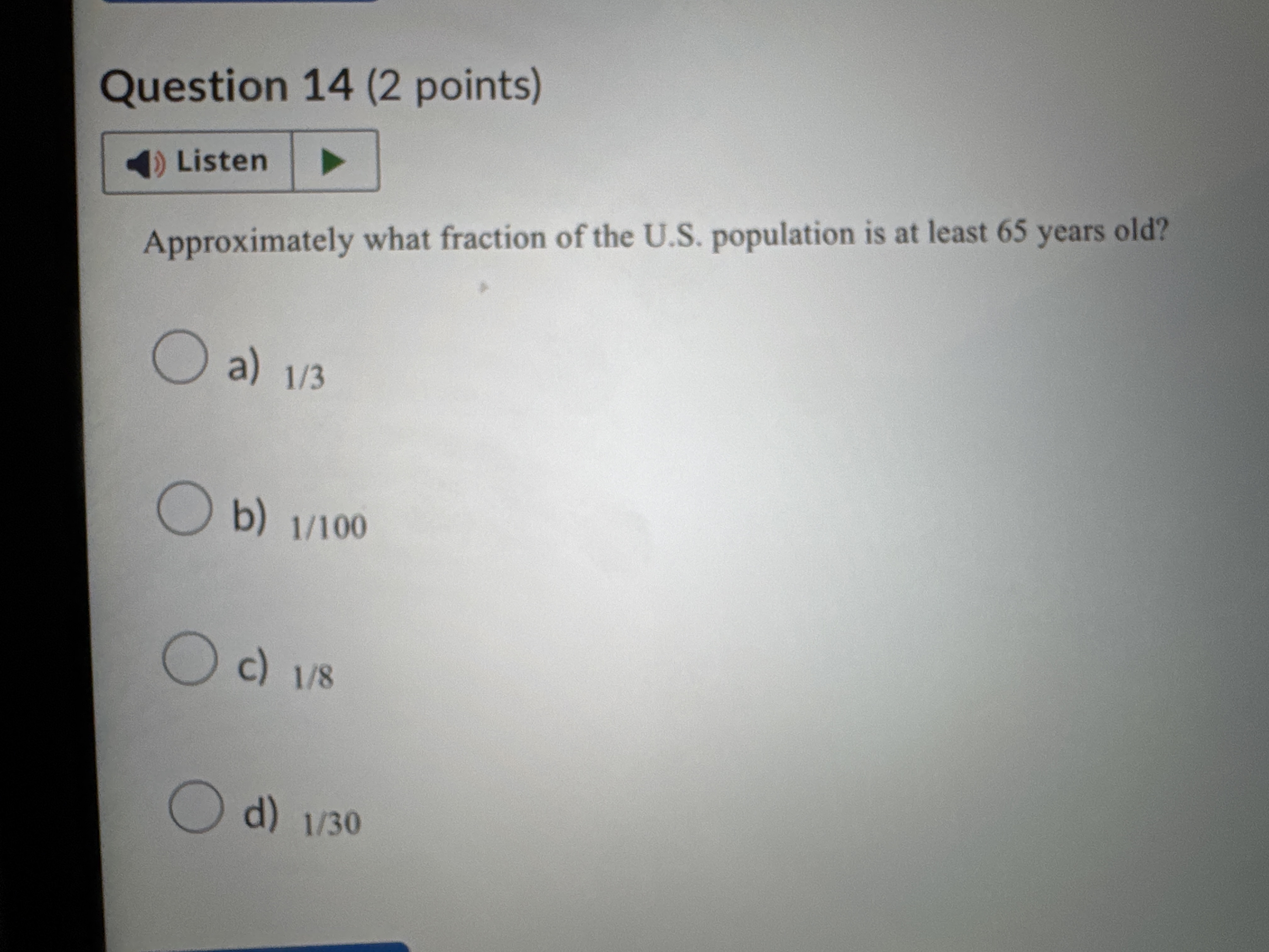 Solved Question 14 (2 ﻿points)Approximately what fraction of | Chegg.com