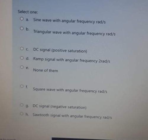 Solved Select one: O a. Sine wave with angular frequency | Chegg.com