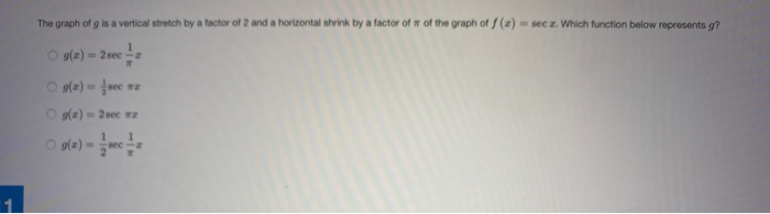 Solved The graph of g is a vertical stretch by a factor of 2 | Chegg.com