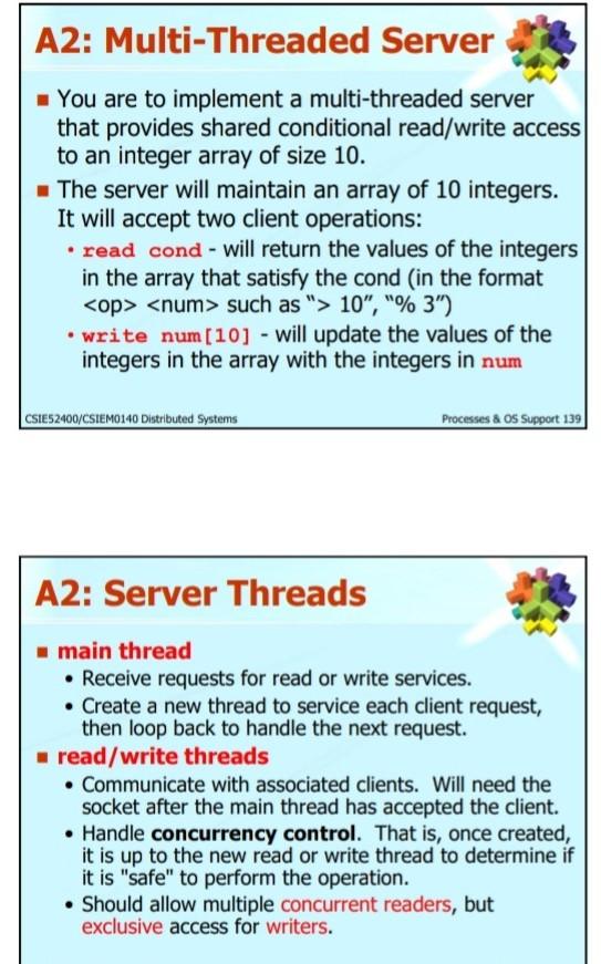 A2: Multi-Threaded Server You are to implement a | Chegg.com