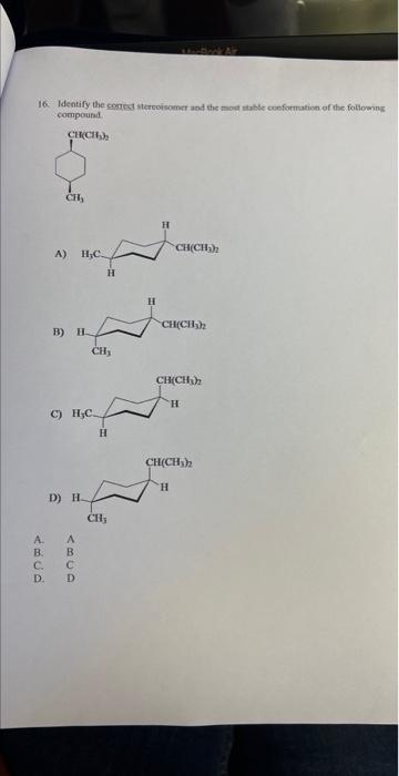 Solved compound. A) B) C) D) A. A. B. B. C. D. | Chegg.com