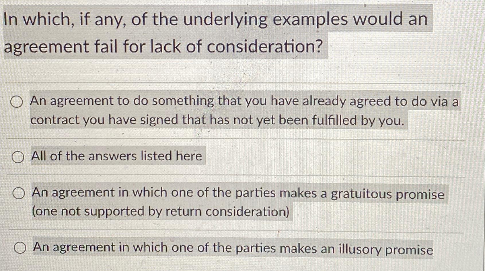 Solved In which, if any, of the underlying examples would an | Chegg.com