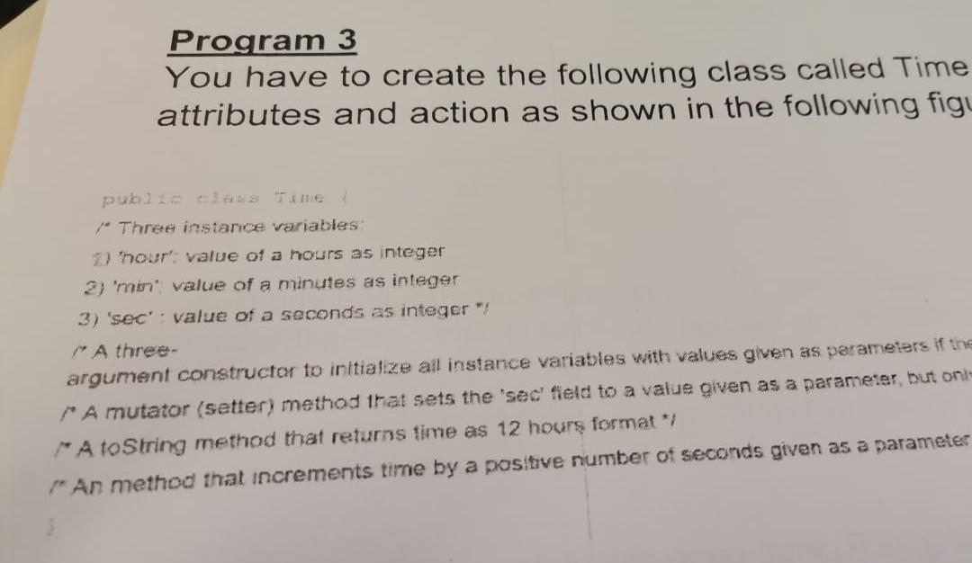 Solved Program 3 You have to create the following class | Chegg.com