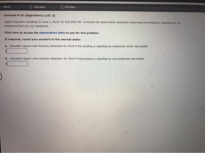 Solved eBook Calculator Print Item Exercise 8-23 | Chegg.com