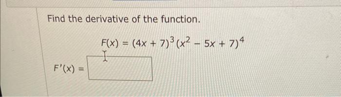 Solved Find the derivative of the function. | Chegg.com