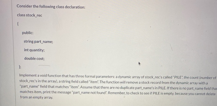 Solved Consider the following class declaration: class | Chegg.com