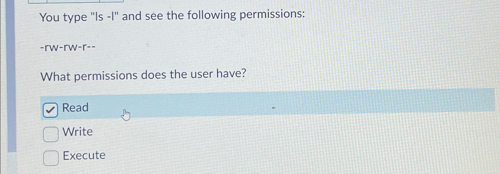 Solved You type "Is -I" and see the following | Chegg.com