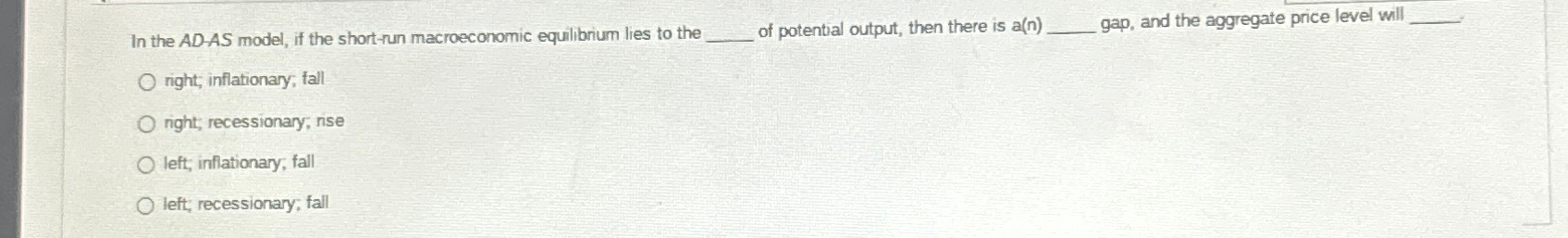 Solved In the ADAS model, if the short-run macroeconomic | Chegg.com
