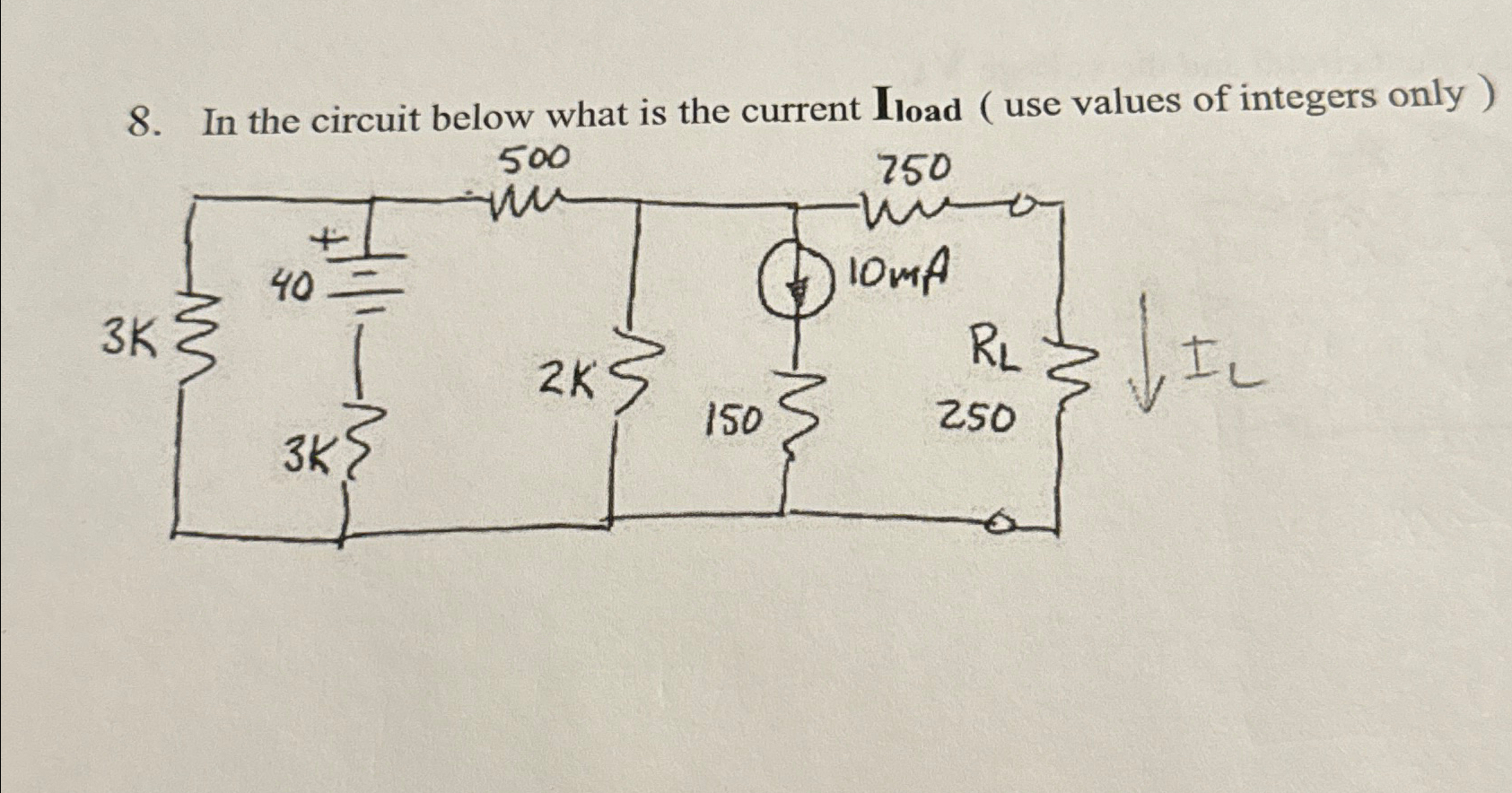 Solved In the circuit below what is the current (use values | Chegg.com