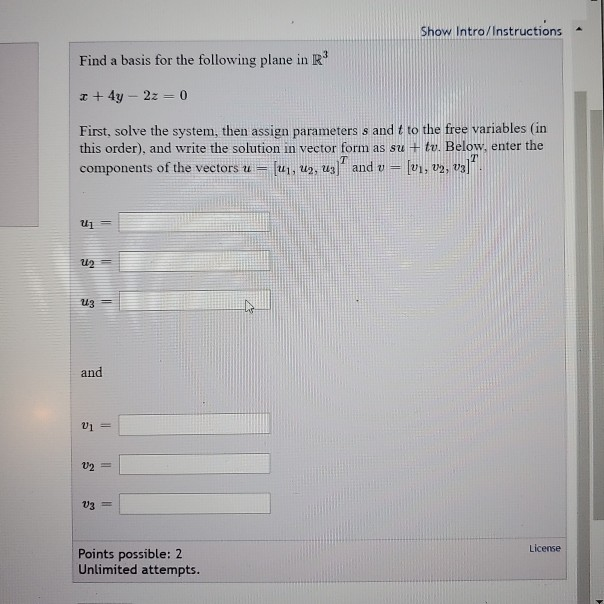 Solved Show Intro/Instructions - Find a basis for the | Chegg.com